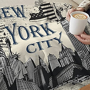 Bhaisajyaguru New York City Throw Blanket Retro New York Theme Decorative Soft Warm Cozy Flannel Plush Fleece Blankets for Bedding Sofa Couch Outdoor Traveling Camping 40"x30" for Pets