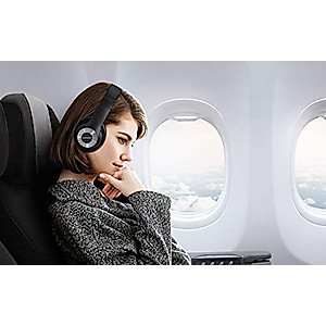 Ausdom Kids Headphones Lightweight Over-Ear Wired HiFi Stereo Headphones with Built-in Mic Comfortable Leather Earphones- Black