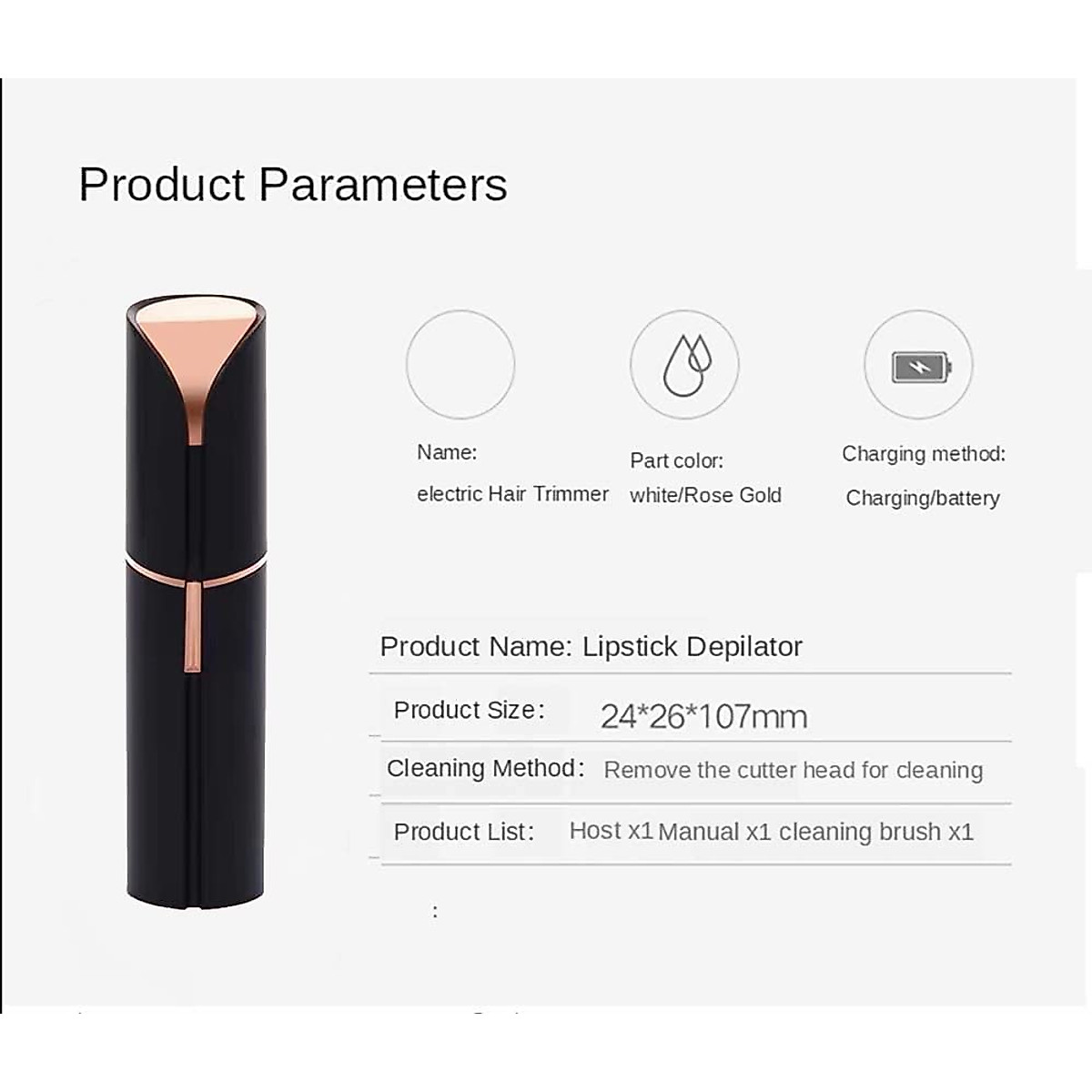 Rirsoasy Facial Hair Removal for Women Painless Hair Remover, Waterproof Shaver Razor Hair Remover with LED Light for Face Upper Mustache Lip Chin, Rechargeable (Matte Black)