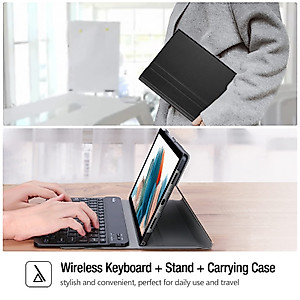 ProCase for Galaxy Tab A8 10.5 Inch 2022 Keyboard Case SM-X200 X205 X207, Protective Cover Case with Detachable Wireless Keyboard for Galaxy Tab A8 10.5" 2022 –Black