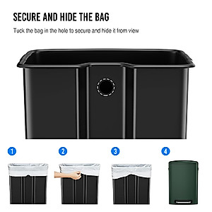 Fulocseny Rectangular Green Stainless Steel Trash Can,50 L 13 Gallon Large Capacity Foot Pedal Thickened Body Garbage Can with Soft Close Quiet Lid for Bathroom, Kitchen, Living Room