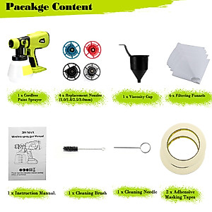 Paint Sprayer for Ryobi 18V Battery, Cordless Paint Sprayer with 1000ML Container, Handheld HVLP Paint Gun Electric Paint Sprayer for Small Painting Projects: Fence, Cabinets, Chairs(No Battery)