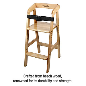 PandaEar Wooden High Chair for Toddlers, Adjustable Child Highchair Feeding Chair with Removable Cushion & Steps for Kids Dining, Eating, Studying