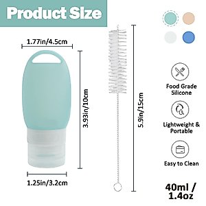 TACYKIBD 4Pcs Squeeze Salad Dressing Bottles, Portable Sauce Condiment Bottles with 2 Cleaning Brush and Food Storage Condiment Bottles with Keychain, Leakproof Dressing to Go for Lunch (1.4oz, 40ML)