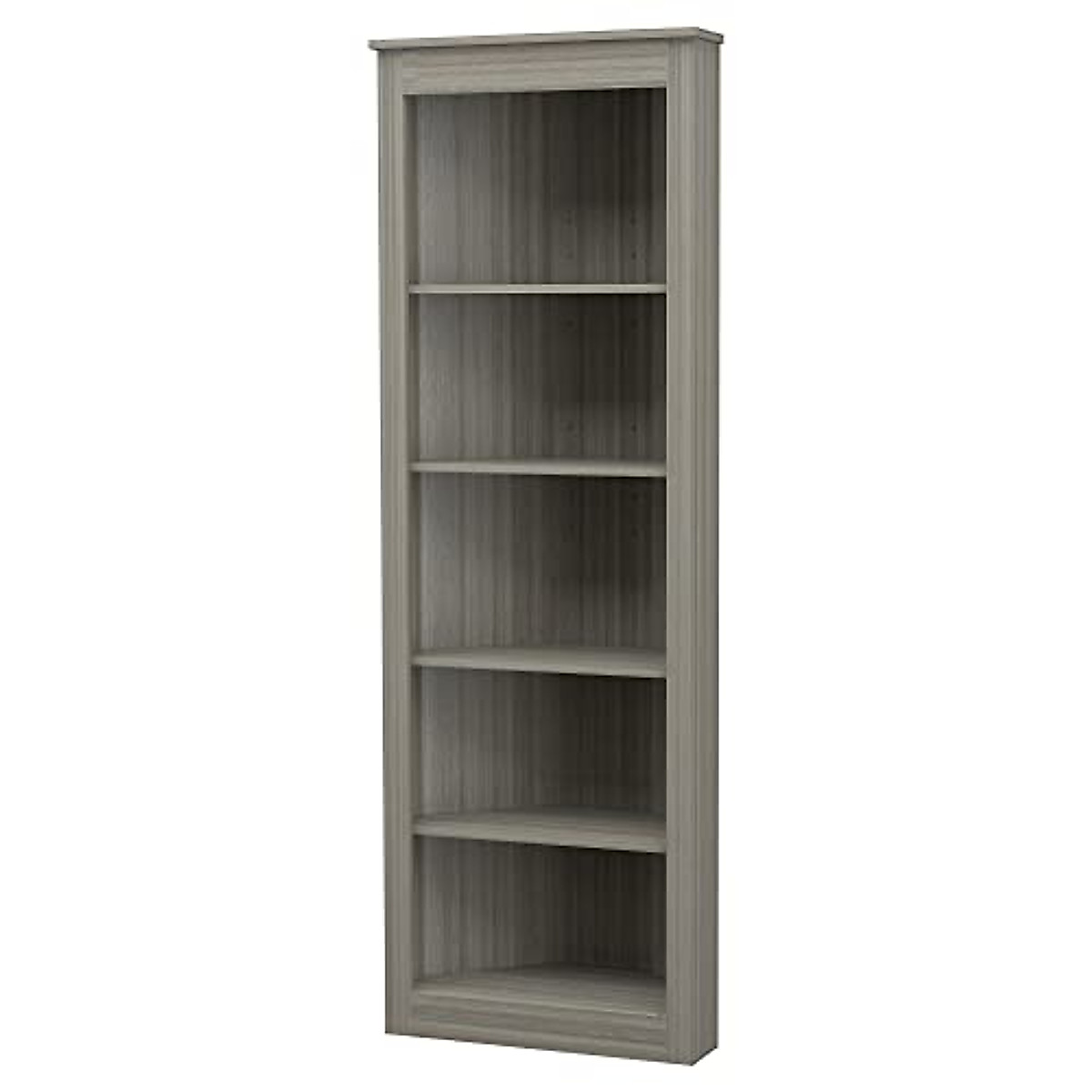 Inval 71" 5-Shelf Corner Bookcase, Gray Smoke Oak