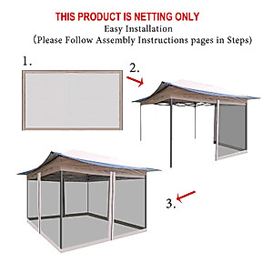 Mosquito Netting with 4 Side Zipper for Universal Outdoor 10x10 Pop Up Canopy Tent,DIY Curtain Style Canopy Screen Walls for Patio Gazebo (Only Mosquito Net,Suit to OUR 12X12 Outdoor Gazebo)