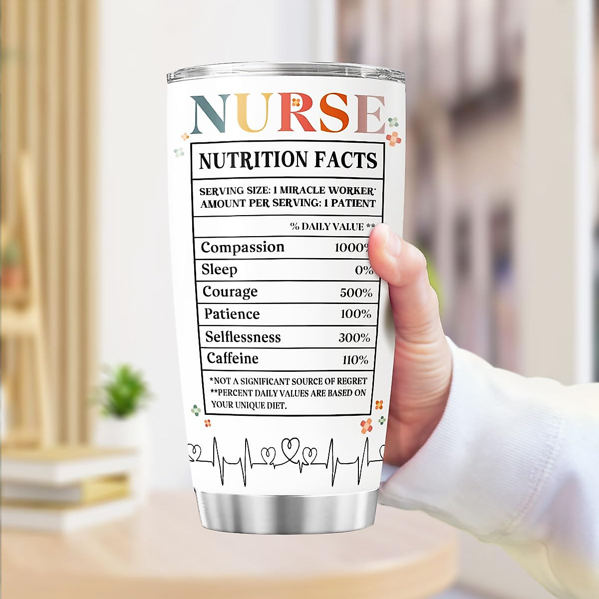 HUBUPU Nurse Gifts, Tumblers School Coffee Women Nursing Week For Nurses Cups, Nurse Quote Nutrition Facts, Tumbler 20 Oz With Lid And Straw