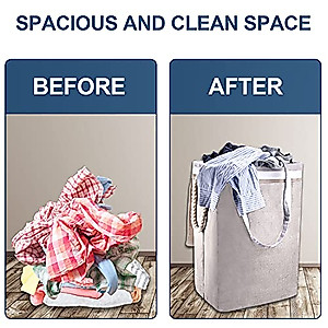 LANSCARE 72L Laundry Baskets Quality Hampers For Laundry Large Capacity Collapsible Dirty Clothes Hamper With Lid Handles Liner Removable Bag Slim Free Standing Dorm Room Essentials