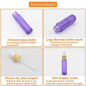Ellbest 10ml Essential Oil Dropper Glass Bottle 10pcs Colorful Dropper Bottles with Eye Dropper for Travel, Carrying Outside (Matte Purple)