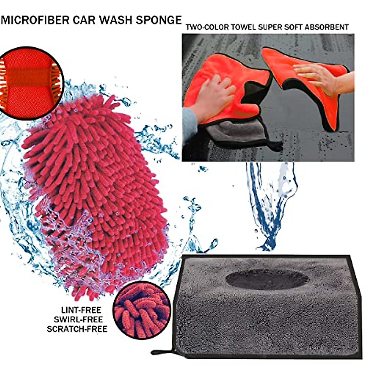HAIPHAIK Car Wash Kit Car Cleaning Kit - Car Wash Mop Car Wash Cleaning Tools Kit with Car Wash Brush with Long Handle,Microfiber Towels Car Interior Detailing Kit