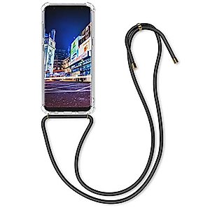 kwmobile Crossbody Case Compatible with Samsung Galaxy S8 Case - Clear TPU Phone Cover w/Lanyard Cord Strap - Black/Transparent