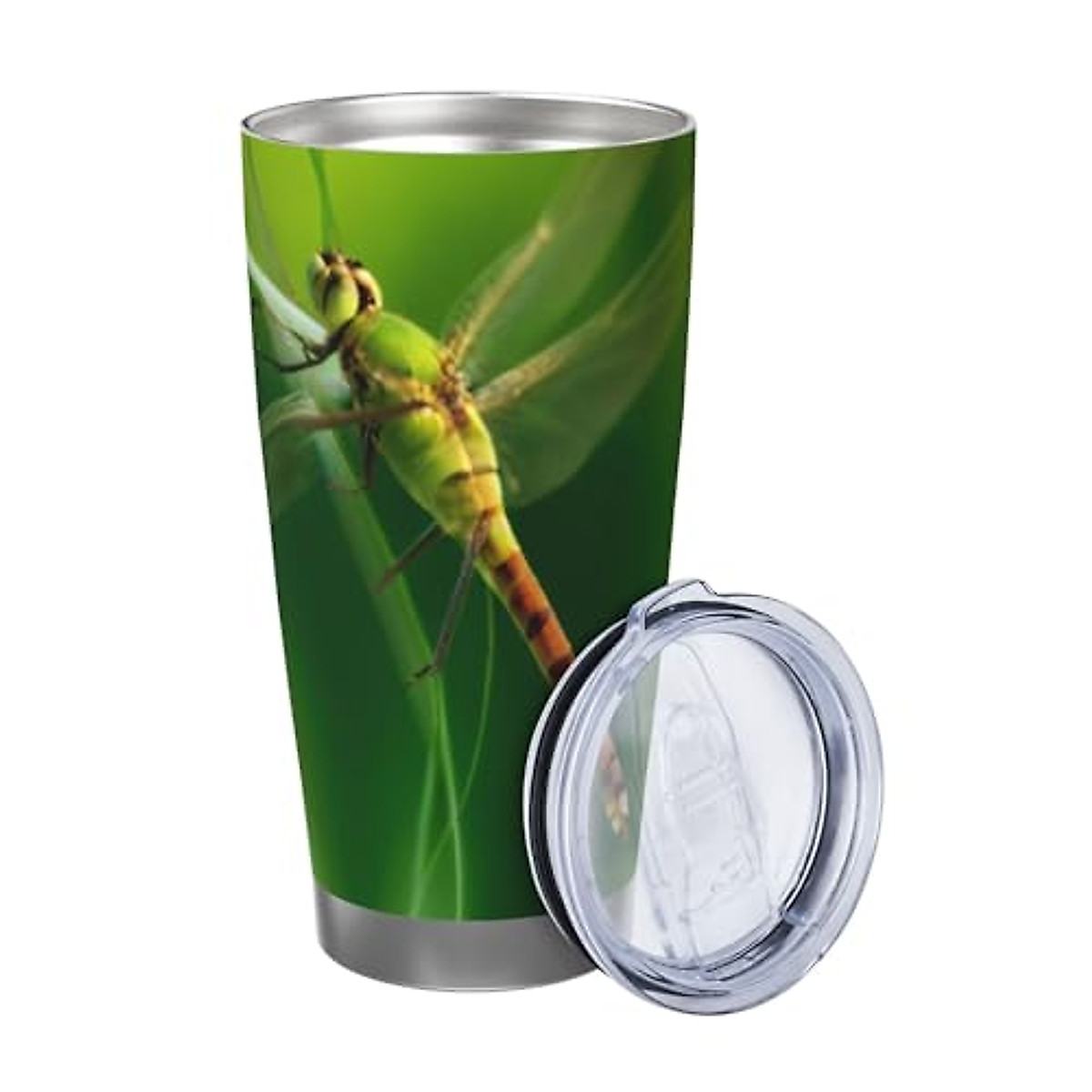 jshmgchw 3d Dragonfly Print 20oz Tumbler, Car Cup With Lid And Straw, Spill-Proof, Stainless Steel Double Wall Vacuum Insulated Reusable Coffee Travel Mug, For Cold Drinks, Hot Beverage