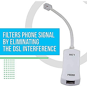 InstallerParts DSL Modem Phone Filter - for Interference Elimination and Static Noise Blocker | for Answering Machine, Fax Machine, Telephones Landline Cordless | 2 Pack, White DSL Phone Filter