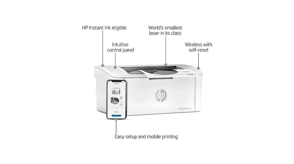 HP LaserJet M110w Wireless Monochrome Printer - Renewed | Fast, Compact ...
