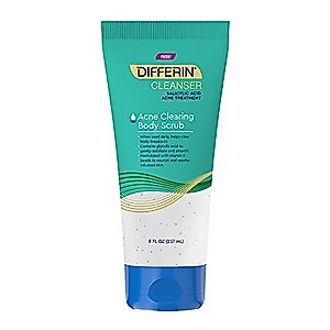 Differin Body Scrub with Salicylic Acid Acne Clearing Improves Tone and Texture Prone Skin on Back Shoulders and Chest, 8 Oz (Packaging May Vary)