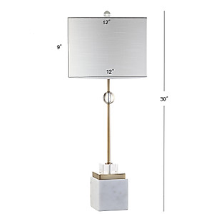 JONATHAN Y JYL5008A-SET2 Set of 2 Table Lamps Dawson 30" Marble/Crystal LED Table Lamp Modern Contemporary Bedside Desk Nightstand Lamp for Bedroom Living Room, White/Brass Gold