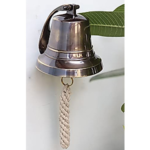 5" Solid Brass Bell Quality Marine Wall Mounted Ship Bronze Finished Hanging Bell Perfect for Dinner, Indoor, Outdoor, School, Bar, Reception, Last Order & Church by The Metal Magician