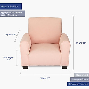 Generic Kids Personalized Chair, Personalized Kids Upholstered Rocking Chair, Toddler Chair with Personalized Name, Comfy Kids Armchair, Kids Chair with Personalization (Blush Suede, Legs), KC100L-PN