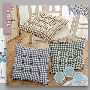 NINE GAD Chair Cushions for Dining Chairs 6 Pack - Kitchen Set of 6, Seat Cushion Pads, Room Sofa Office Decor 2'' Thickness (Dark Green, 6), 17 Inches