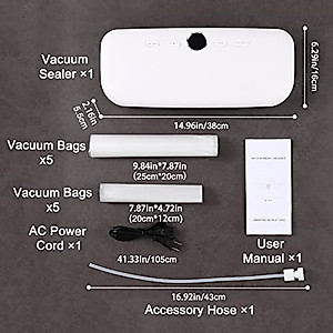 Vacuum Sealer Machine, Automatic Food Vacuum Sealing for Food storage & preservation, Apply to Dry, Wet and Other Kinds of Food, Vacuum Pumping Function, Simple Design and 10 Pcs Seal Bags for Free