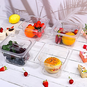 KesaPlan 8 Pack Clear Polycarbonate Food Pans, 1/6 Size 4 Inch Deep Commercial Food Storage Containers, restaurant salad bar containers with lids for Kitchen Restaurant Food Prep