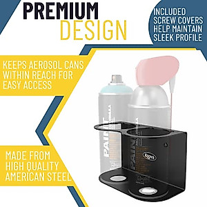 Koova 2 Aerosol  Spray Can Holder | Easy Install Wall Mount | Heavy-Duty Powder Coated Steel Storage Rack for Garage & Home | Craft Workspace Paint Bottle Organizer | Hardware Included | USA Made