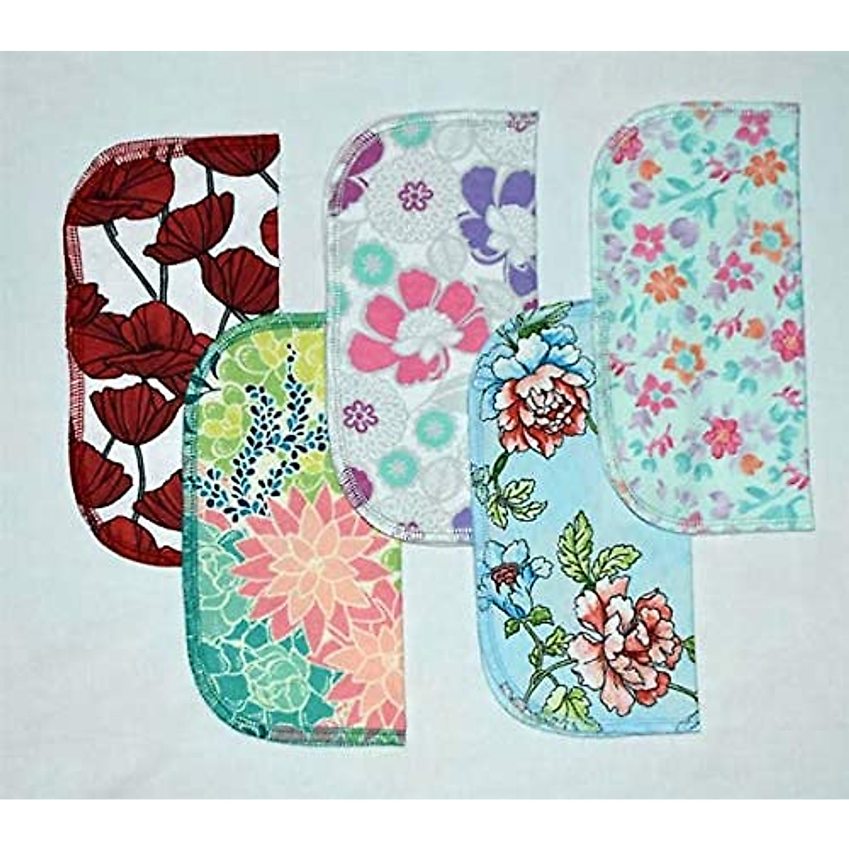 1 Ply Printed Flannel Little Wipes 8x8 Inches Set of 5 Flower Splash