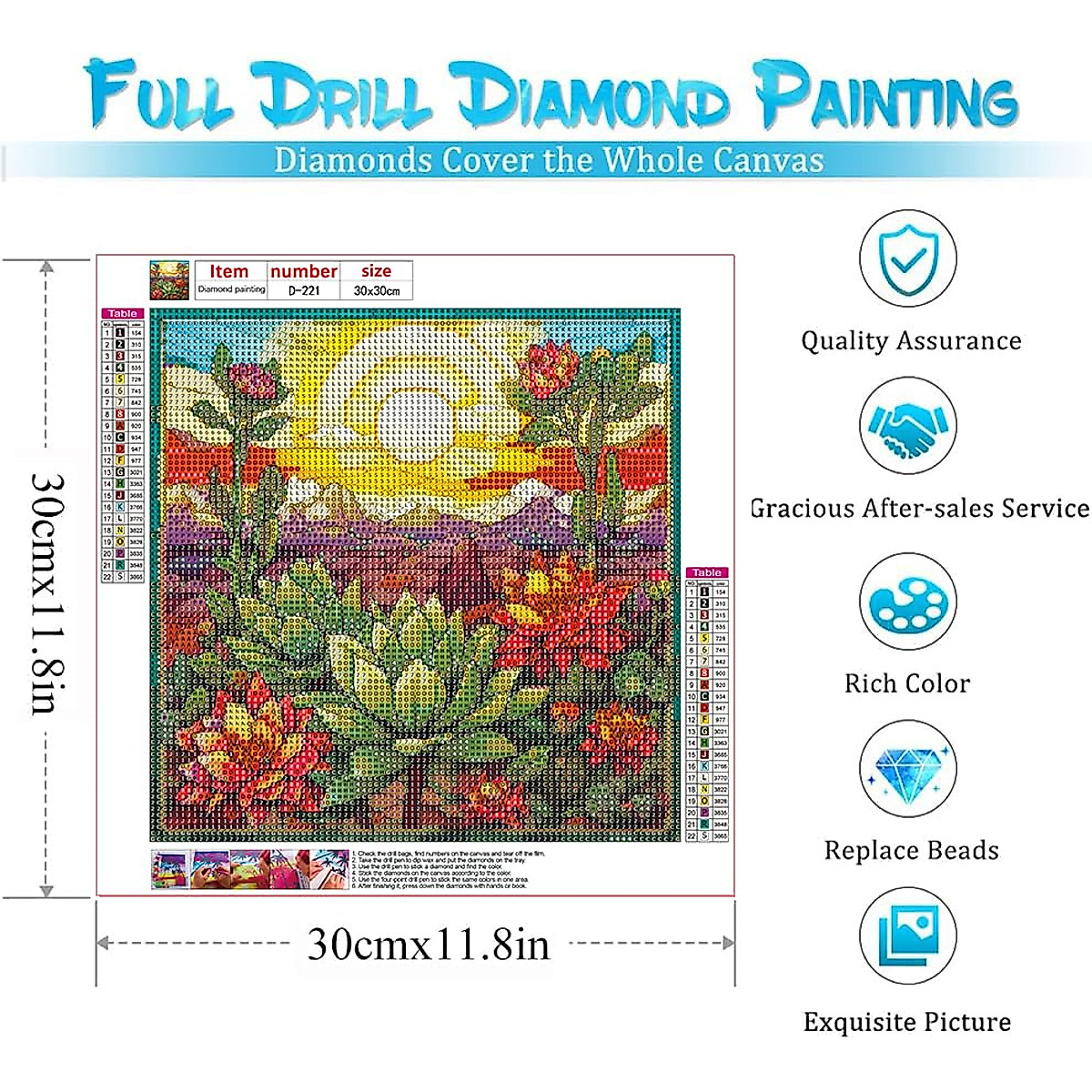 5D Glass Cactus Flower Diamond Painting Kits,Diamond Painting DIY Diamond Art Diamond Painting Kits for Adults,Round Full Drill Diamonds,Diamond Dots Diamond Art Kits for Home Decor-12x12inch