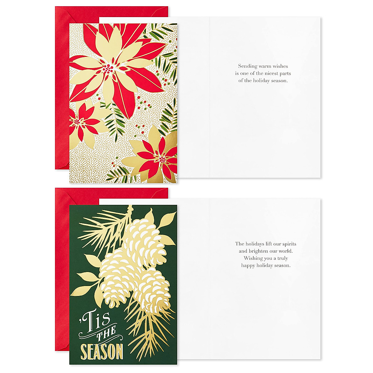 Hallmark Boxed Christmas Cards Assortment, Gold Foil Classic (6 Designs, 36 Cards with Envelopes)