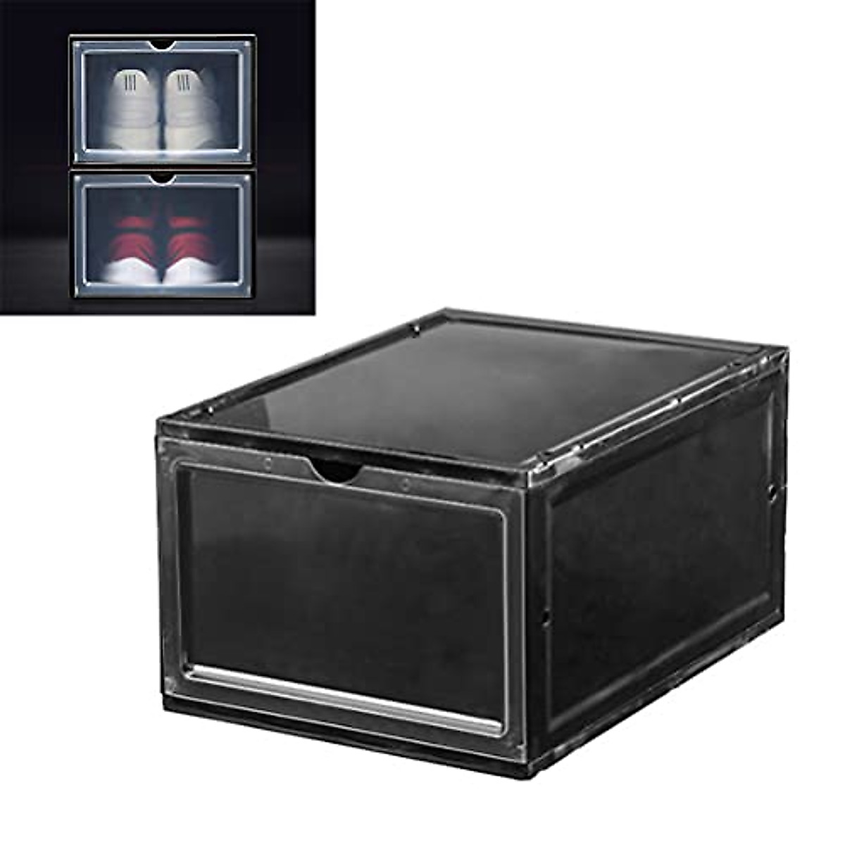 Toyvian Entryway Shoe Storage Bench Shoe Box Shoe Storage Boxes Magnetic Folding Stackable Shoes Cases Organizer Bins Container for Home Shop Black Shoes Container