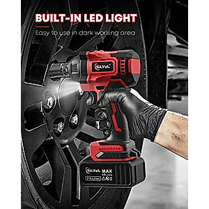 SILVEL Impact Wrench, Cordless Impact Wrench 1/2 inch, Brushless 1/2 Inch Impact Gun, 370 Ft-lbs Max Torque(500N.m), 21V Li-ion Battery, 6Pcs Sockets, Electric Impact Driver