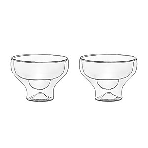 Outset Stemless Margarita Glasses Double Wall, Borosilicate Glassware 2 Count (Pack of 1)