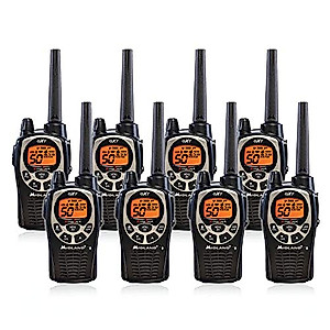 Midland GXT1000VP4 50 Channel GMRS Two-Way Radio - Up to 36 Mile Range Walkie Talkie - Black/Silver (Pack of 8)
