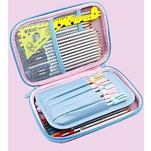 Bunny Pencil Case Holder for Boys Girls Kids, Cute EVA Pen Marker Pouch Stationery Box Anti-Shock Large Storage Capacity Multi-Compartment for School KG APHA Green