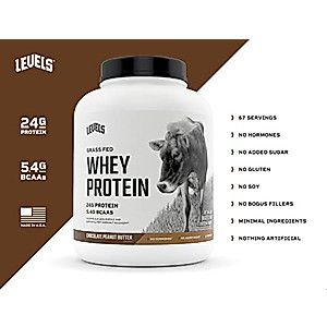 Levels Grass Fed 100% Whey Protein, No GMOs, Chocolate Peanut Butter, 5LB