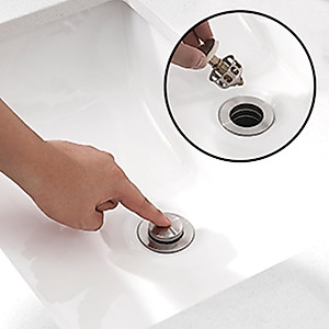 Pop Up Drain, Bathroom Pop Up Sink Drain, Brushed Nickel Bathroom Sink Stopper with Drain Hair Catcher Pop Up Drain, Bathroom Vanity Kitchen Sink with Overflow,PUD001L