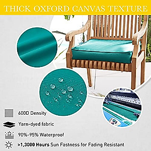 NICETOWN 2 Pack Waterproof Teal Patio Cushion Covers with Zipper 22 x 20 x 4 inch, Outdoor Seat Slipcovers Lightfast Fade-Less Seat Chair Cushion Covers for Outdoor Indoor with 4 Buckle Straps