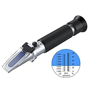 AUTOUTLET Salinity Refractometer Saltwater Aquarium for Seawater, Pool, Tank, Marine, Fishkeeping, 0-100PPT & 1.000-1.070 Salinity Tester with ATC Function Salinity Hydrometer Kit