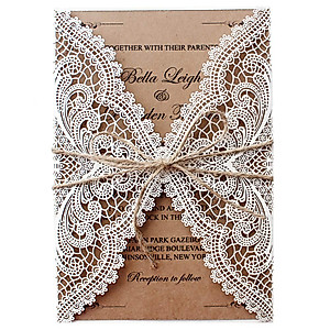 Picky Bride 25 Pcs Rustic Wedding Invitations Cards Vintage Kraft Paper Wedding Invite Cards Envelopes Included 126 x 185 mm - Set of 25 pcs (Blank Invitations)