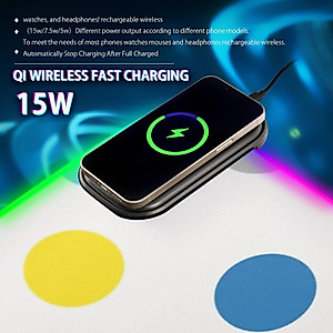 Polka Dot Wireless Charging Mouse Pad for Mobile Phone Extra Large Gaming Mousepad with 13 Lighting Modes Mouse Mat for Gaming MacBook PC Laptop Desk Office Home