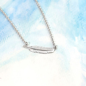 Boma Jewelry Sterling Silver Feather Necklace, 16 inches