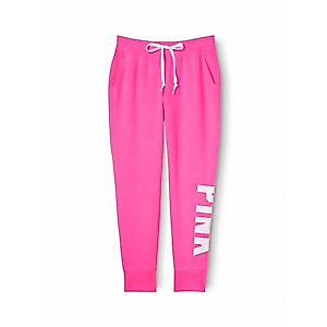 Victoria's Secret Women's Pink Logo Fleece Jogger Sweatpants, Pink, XL