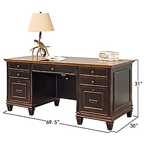 Martin Furniture Hartford Double Pedestal Shaped Desk, Brown - Fully Assembled