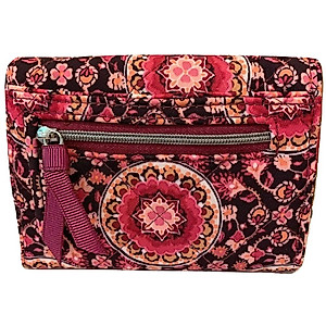 Vera Bradley Iconic RFID Riley Compact Wallet in Raspberry Medallion Performance Twill