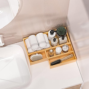 Greatseas Kitchen Drawer Organizer Bins, Stackable Bamboo Drawer Organizer for Silverware, Utensils, Cutlery, Flatware, Deep Drawer Organizers for Junk Drawer, Dresser, Bathroom, 9" x 3" x 2.5"