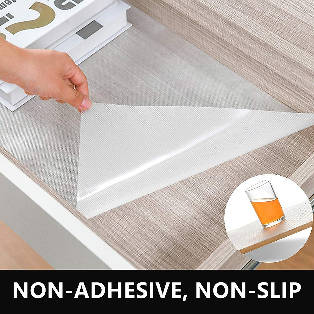 17.7 ×177 Inch Shelf Liners Heavy Cabinet Liner Non-Slip Kitchen Drawer Liner Waterproof Cabinet Mat No Odor Cupboard Liner for Home and Kitchen - White