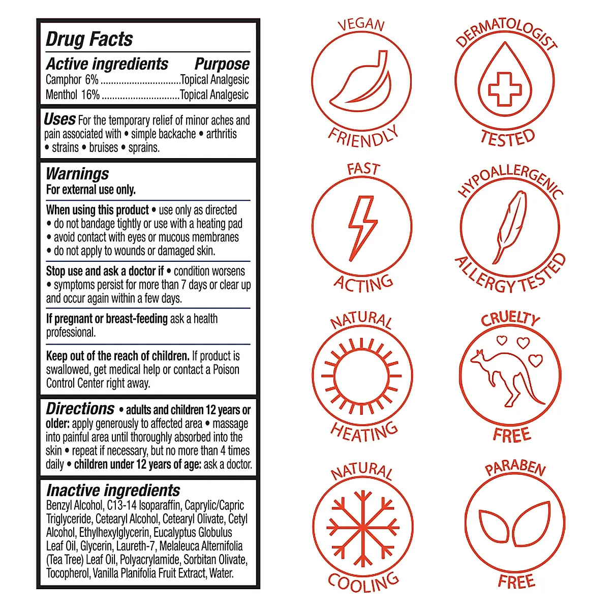 The Outback Series Pain Relief Cream Natural Heating & Cooling: Camphor 6% & Menthol 16% - Fast Acting Instant Relief for Arthritis, Backache, Strains, Sore Muscles, and Joint Pain - 60mL (2 oz)