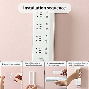 4 Pcs Self-Adhesive Desktop Socket Fixer, Adhesive Punch-Free Socket Holder, Desktop Mountable Wall-Mounted Socket Fixer Bracket, for Kitchen Home and Office, with 16PCS Adhesive Cable Clips
