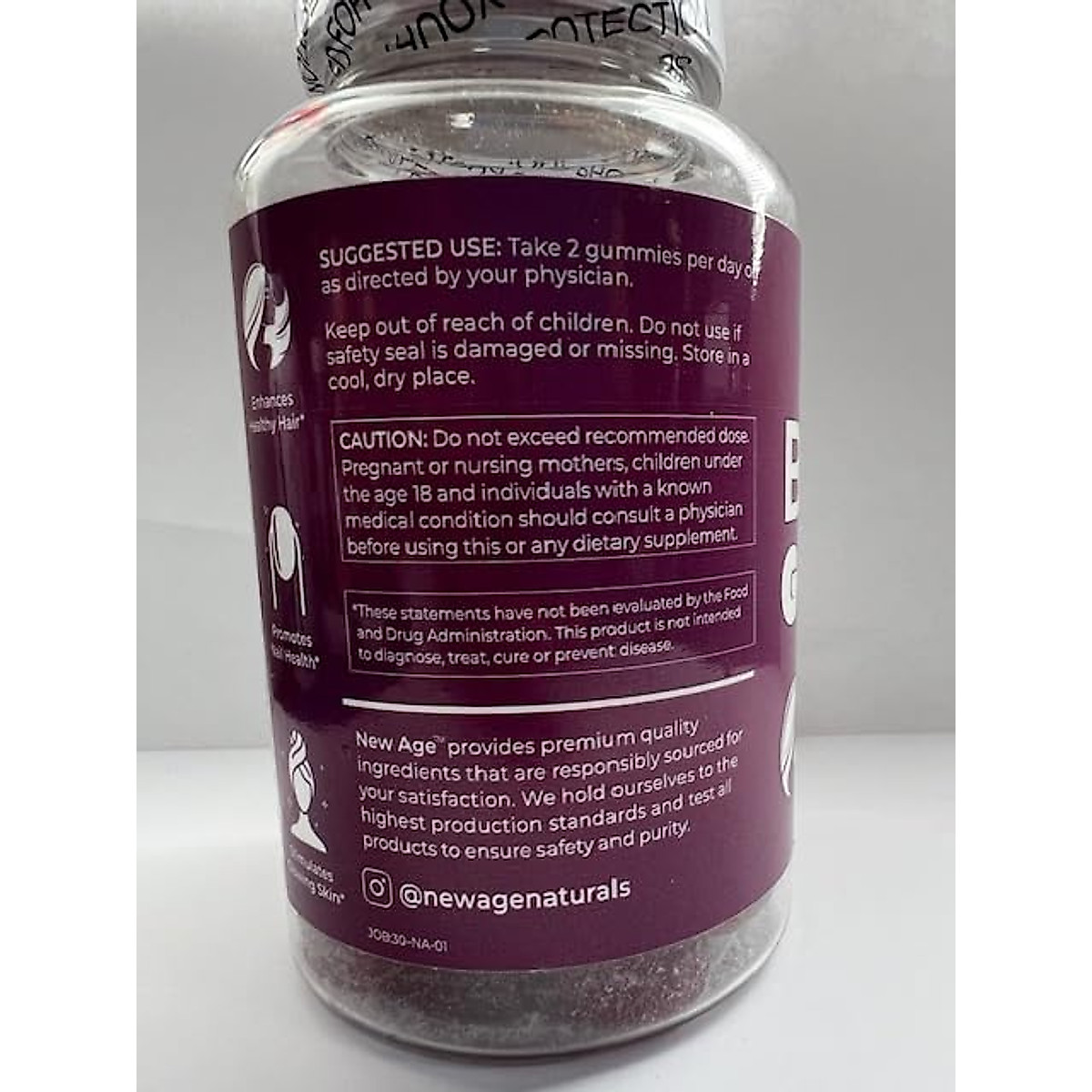 NEW AGE Biotin Gummies – Hair, Skin & Nails Gummies – 10,000 mcg - Non-GMO Supplement for Women, Men - Made in USA -120 Count