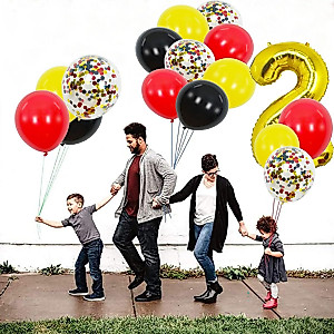 Cartoon Mouse 2nd Birthday Party Supplies Oh Twodles Theme Party Decorations Includes birthday Banner,Latex Balloons for Boy Girls Kids Mouse Theme Birthday Decorations